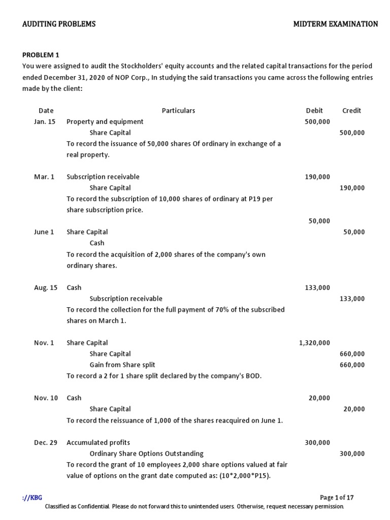 Auditing Problems Midterm - 2021 - D | PDF | Debits And Credits | Inventory