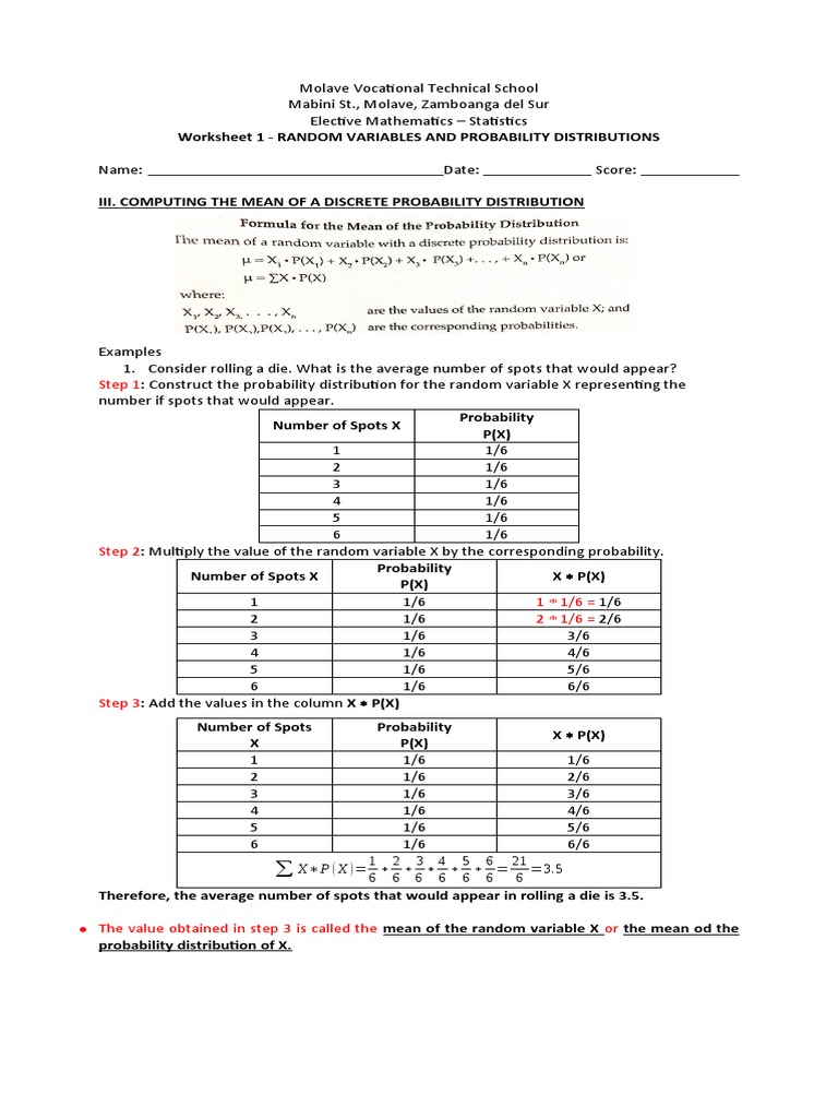 Stat - Worksheet 2 | PDF | Mean | Random Variable