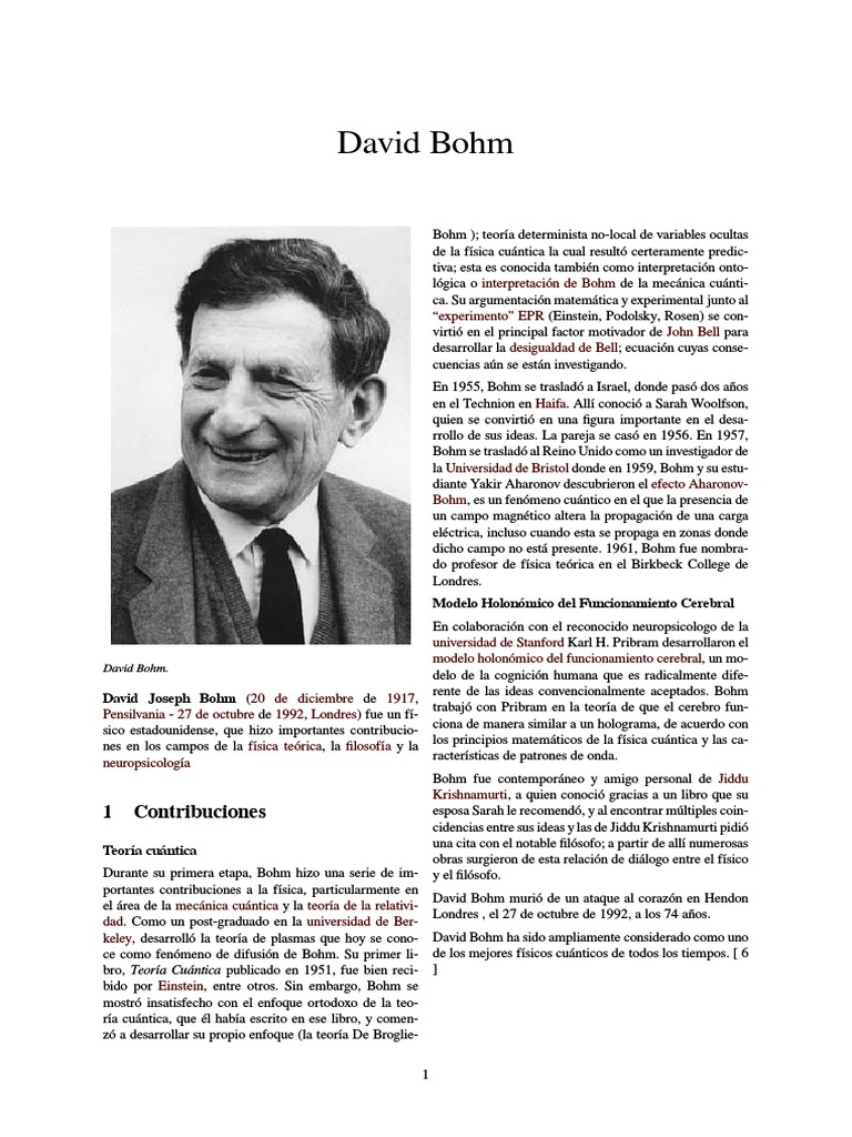 David Bohm | PDF | Teorías cientificas | Science