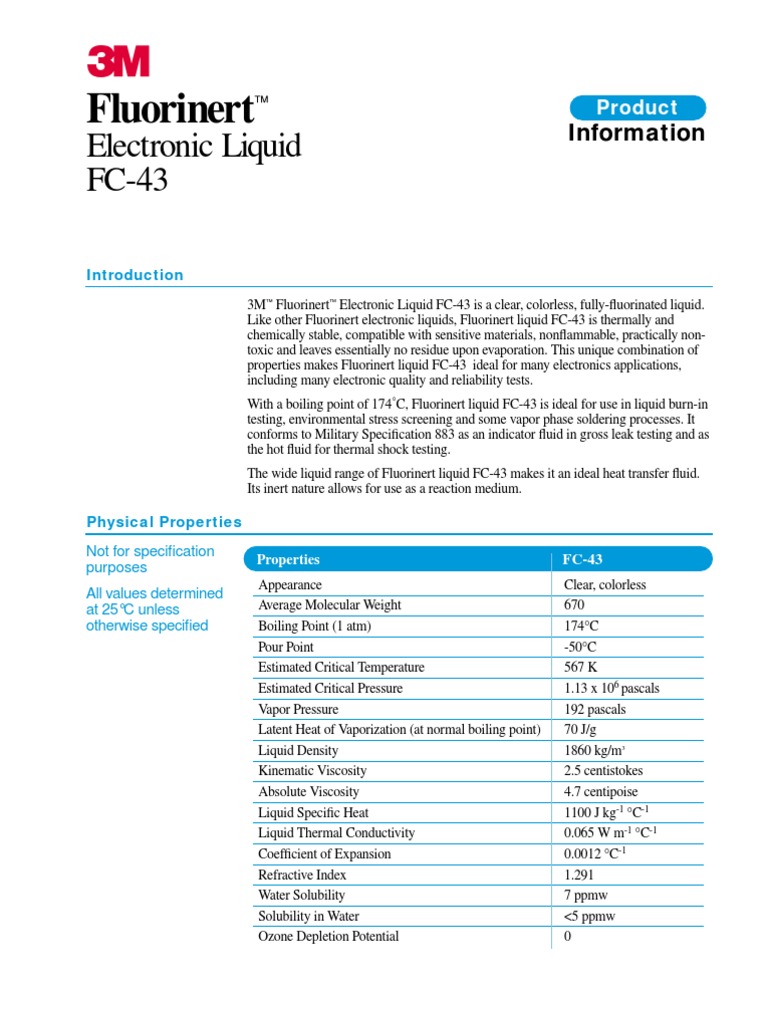 Data Sheet FC-43 | PDF | Viscosity | Liquids