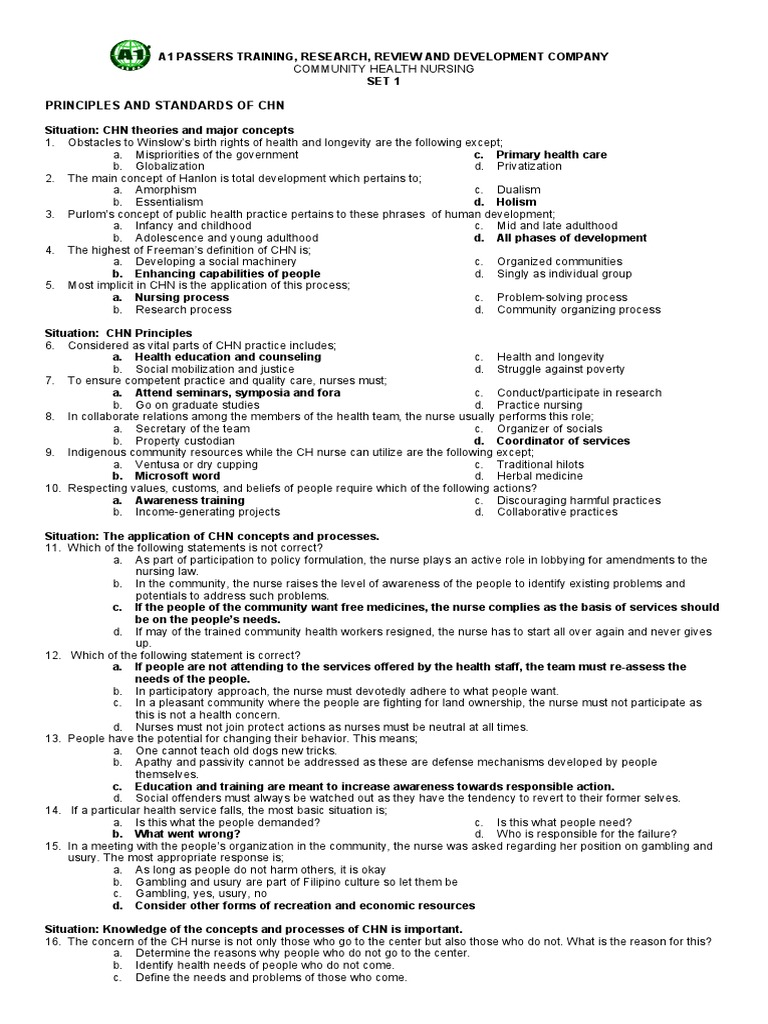Principles and Standards of CHN | PDF | Nursing | Occupational Safety ...