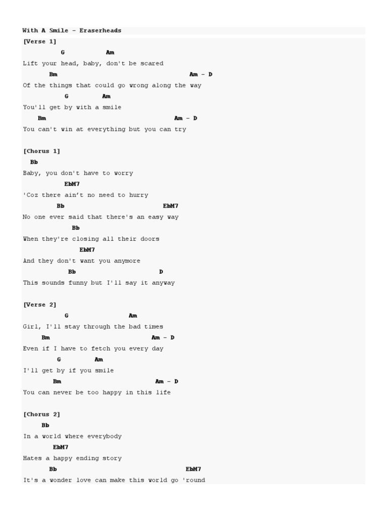 With A Smile - Eraserheads (Chords) | PDF