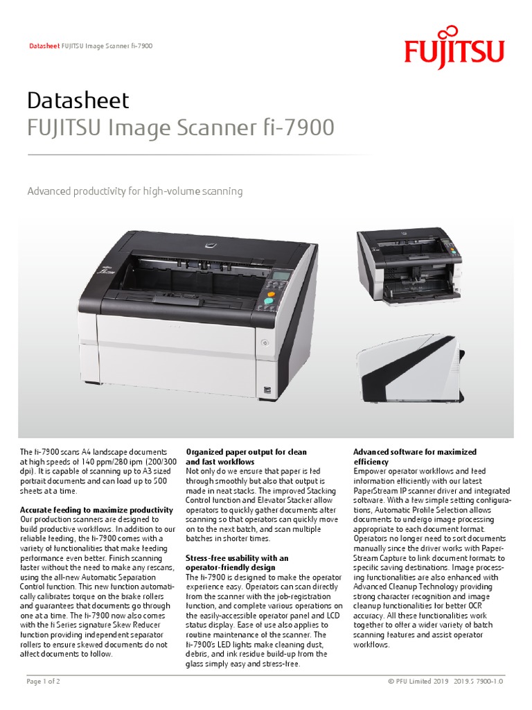Datasheet: FUJITSU Image Scanner Fi-7900 | PDF | Image Scanner | Computing