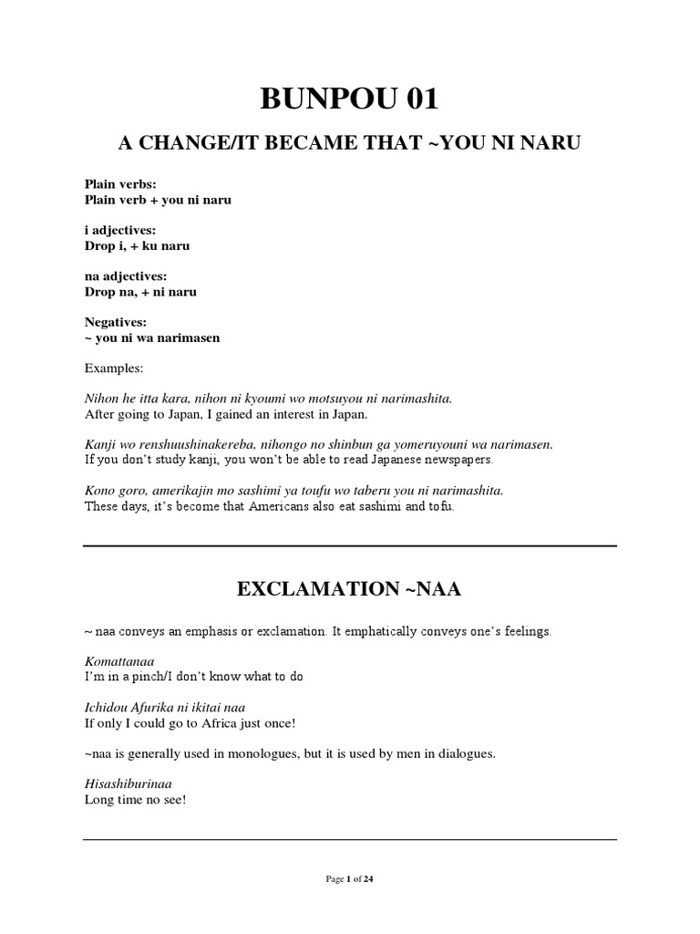 Japanese Grammar | PDF | Japanese Language | Adjective