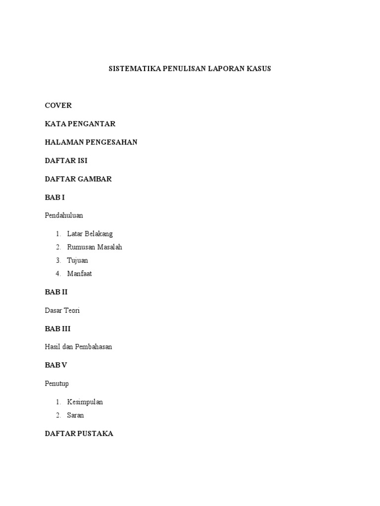 Sistematika Penulisan Laporan Kasus | PDF