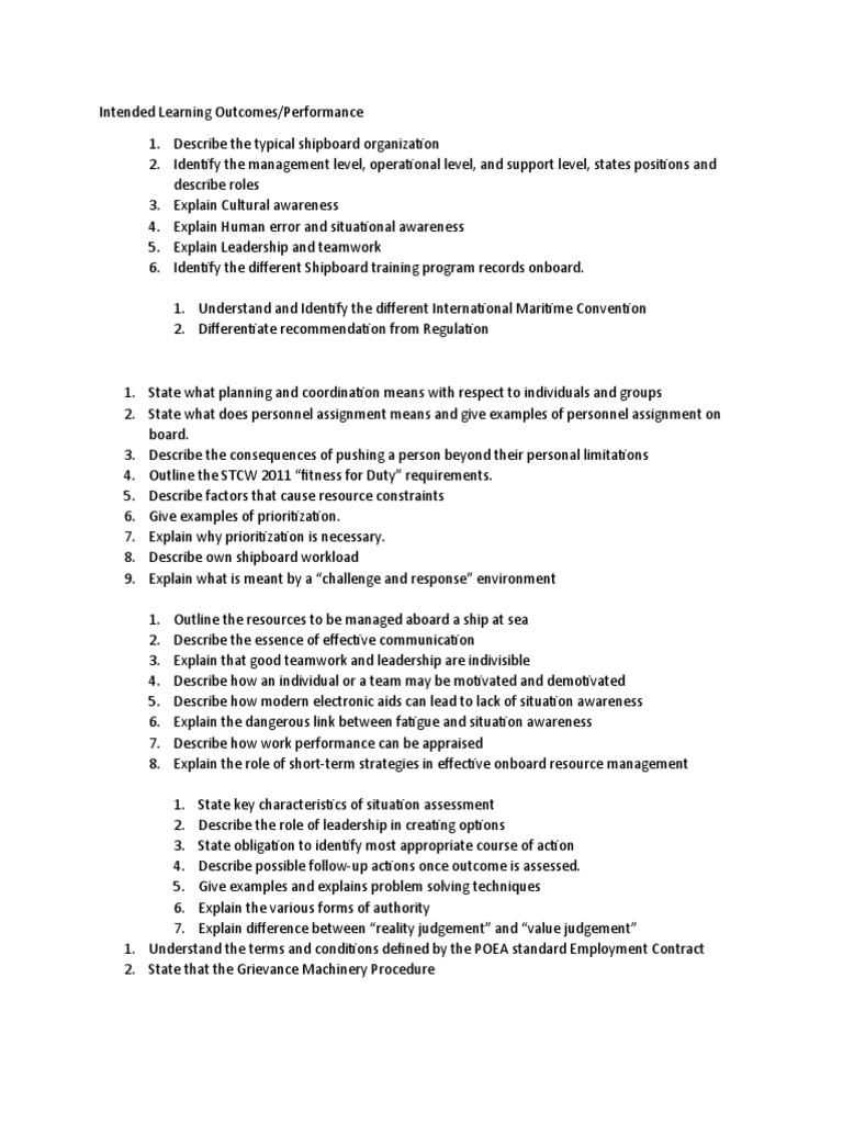 Intended Learning Outcomes | PDF