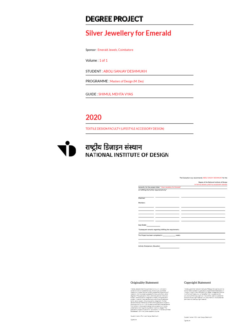 SILVER JEWELLERY FOR EMERALD - Graduation Project Document | PDF ...
