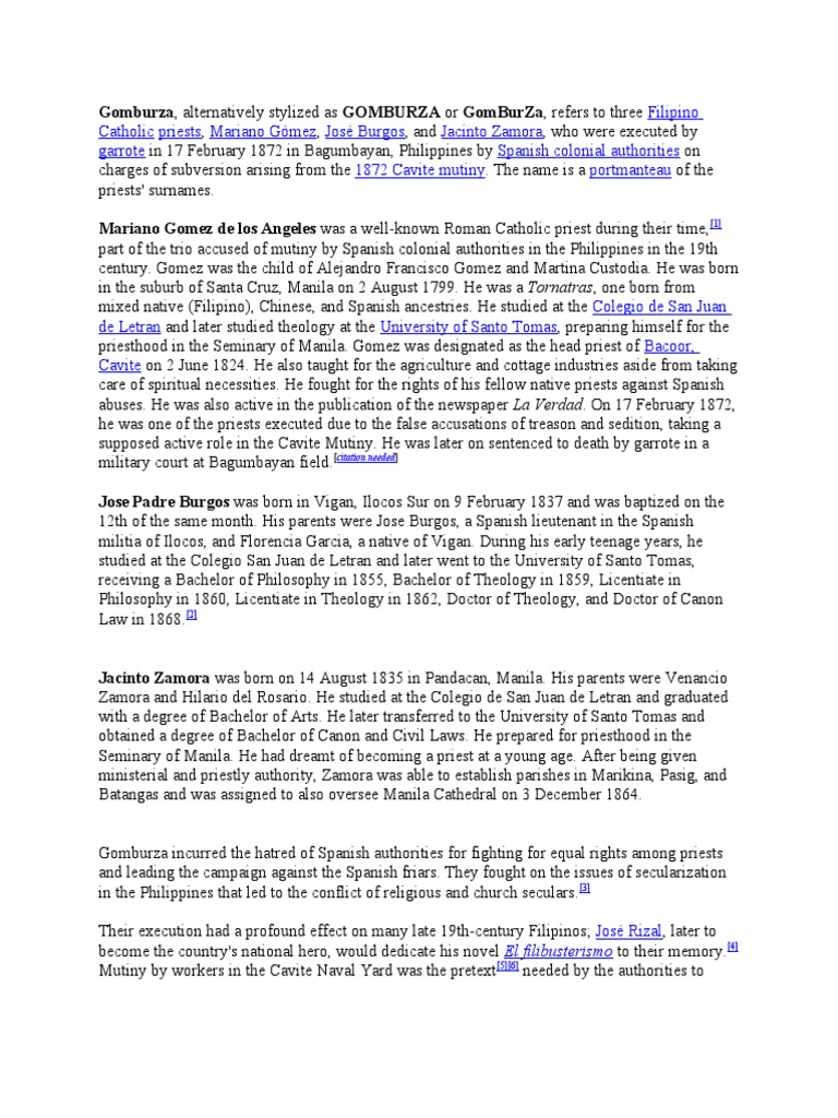 STORY OF GOMBURZA | PDF | Spanish Colonization Of The Americas | Philippines