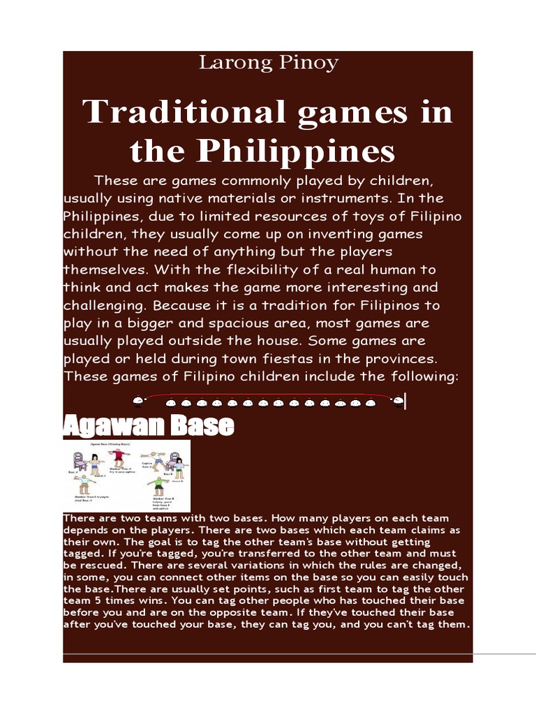 Filipino Traditional Games Overview | PDF | Sports | Leisure