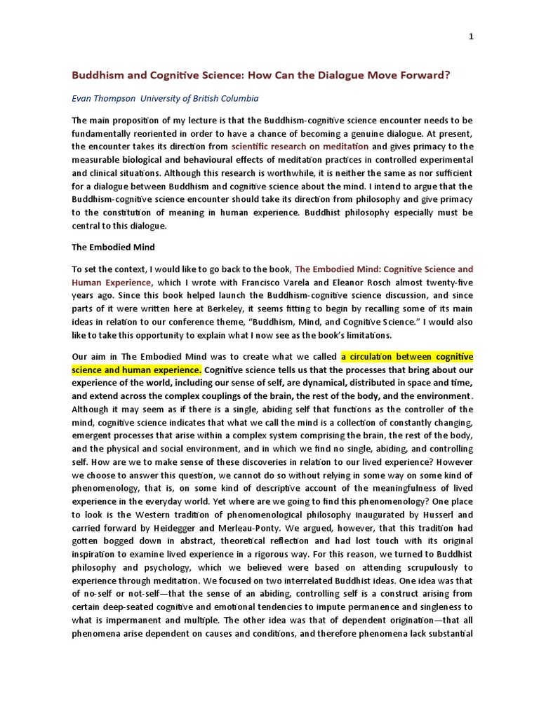Buddhism and Cognitive Science | PDF | Naturalism (Philosophy ...