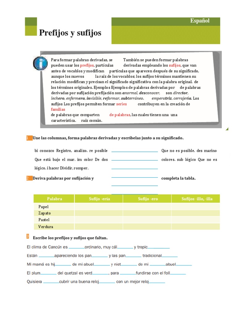 Prefijos y Sufijos | PDF | Artes del lenguaje y disciplina | Estudios ...