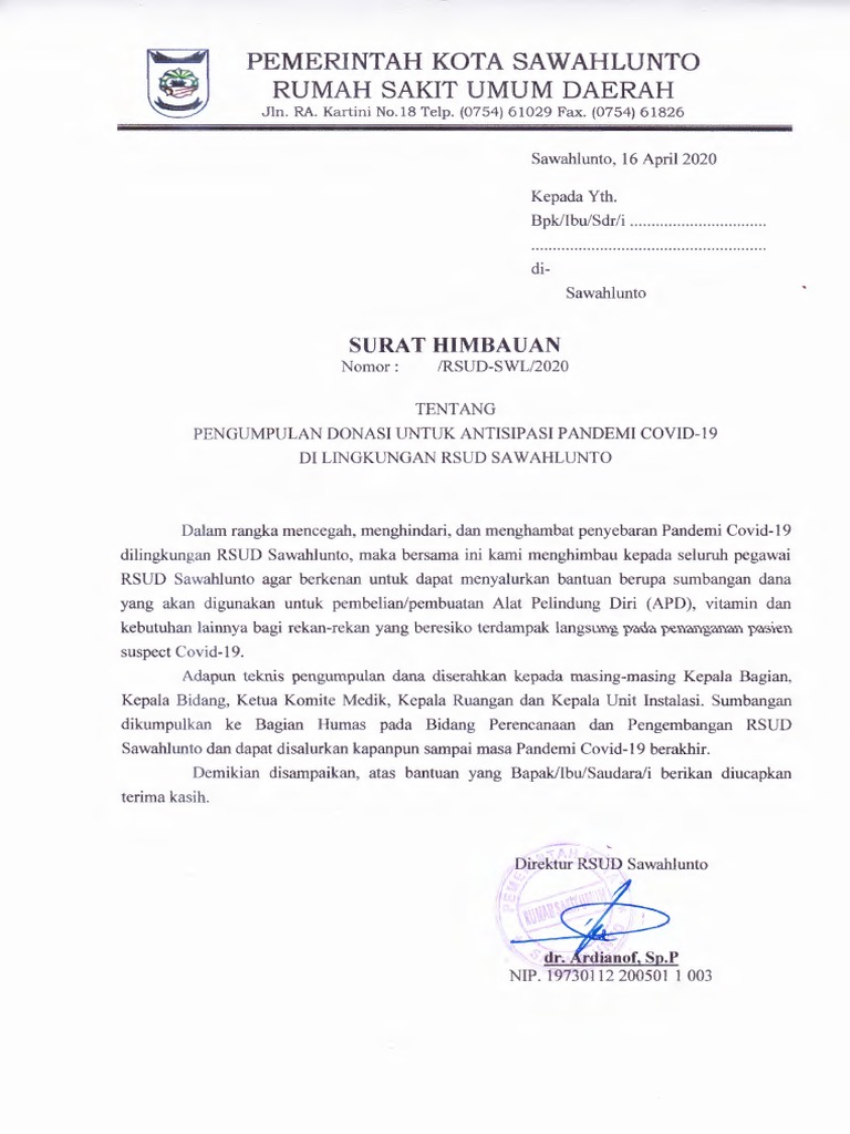 Contoh Surat Edaran Permohonan Donasi | PDF