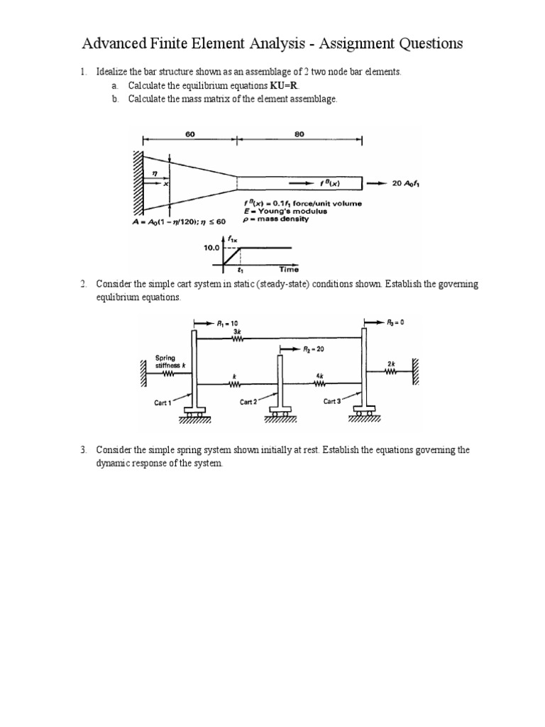 Advanced Finite Element Analysis - Assignment Questions | PDF Advanced Finite Element Analysis - Assignment Questions | PDF
