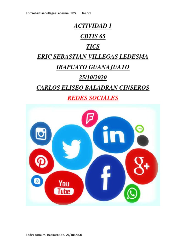 ACTIVIDAD 1 Tics Las Redes Sociales | PDF | Servicio de redes sociales | Facebook