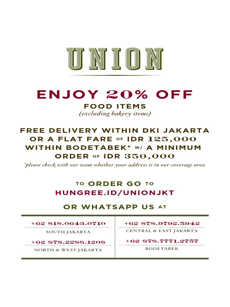 Union Delivery Menu-1 | PDF | Salad | Indonesian Cuisine