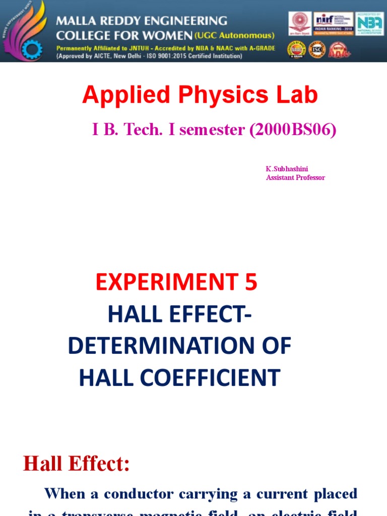 Hall Effect Experiment and Coefficient Determination | PDF | Electrical ...