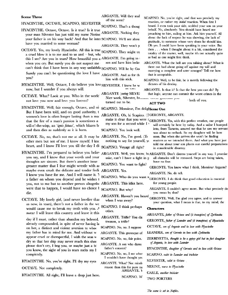 Scapino Script Excerpts | PDF