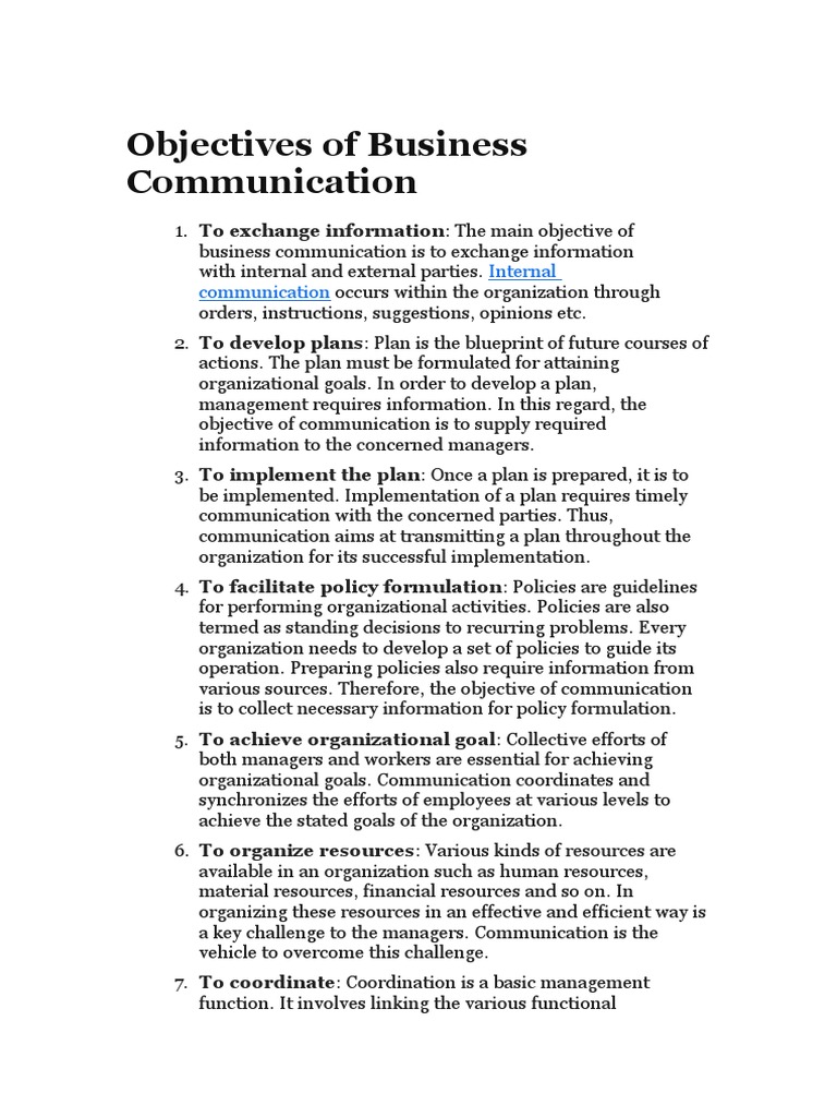 Objectives of Business Communication | PDF | Goal | Resource
