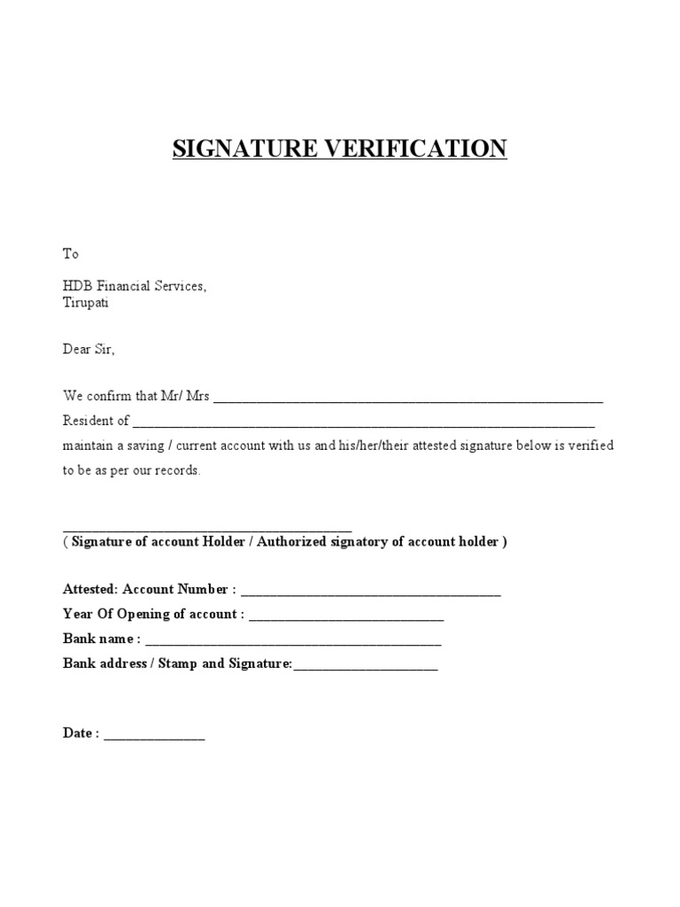Signature Verification Form | PDF