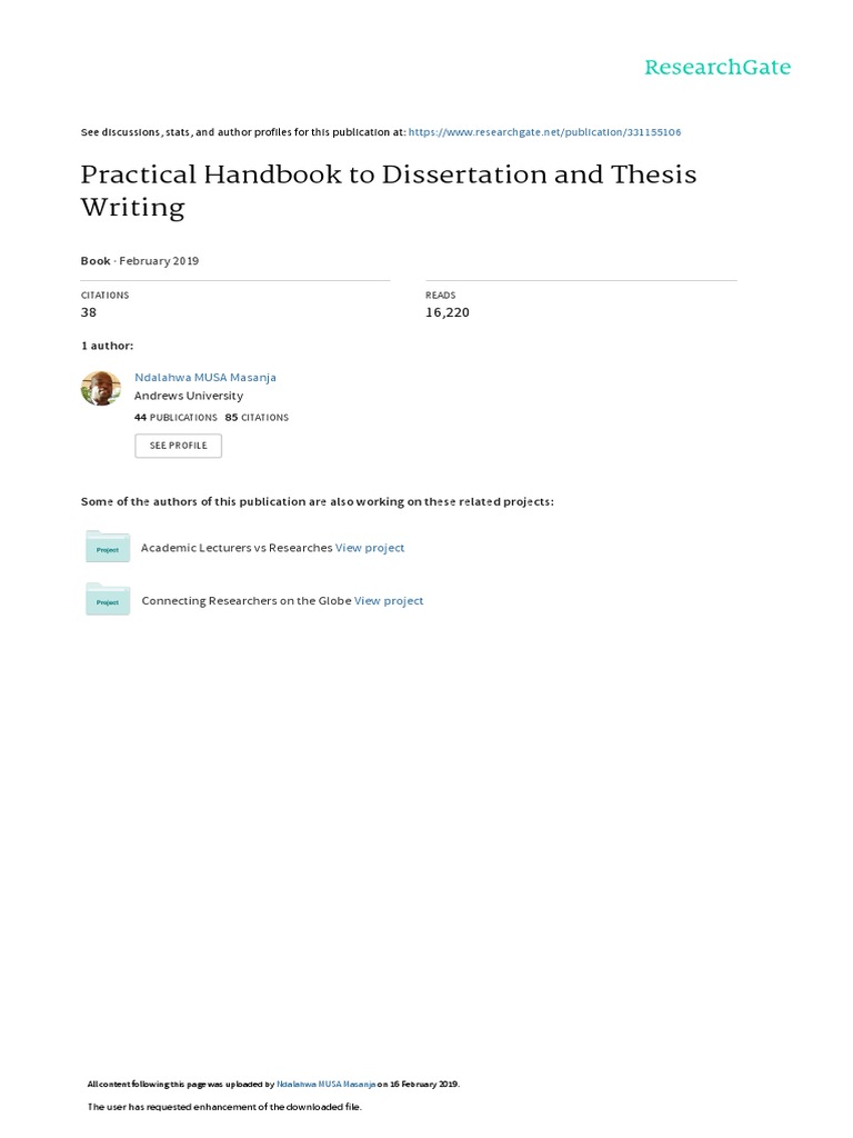 Practical Handbook To Dissertation and Thesis Writing: February 2019 ...