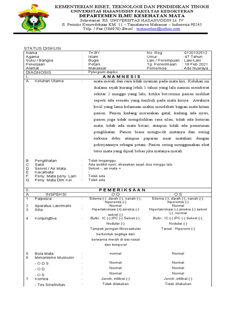 Mata Merah Visus Normal-Pterygium-Ade Nusraya | PDF