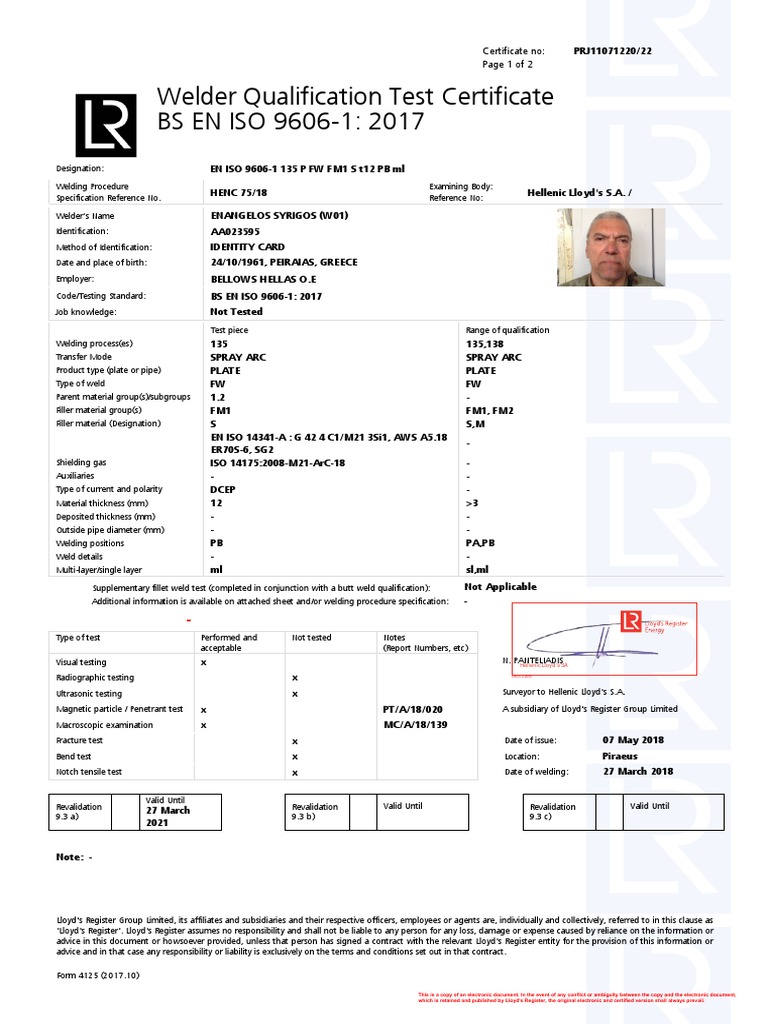 Welder Qualification Certificate | PDF | Welding | Construction