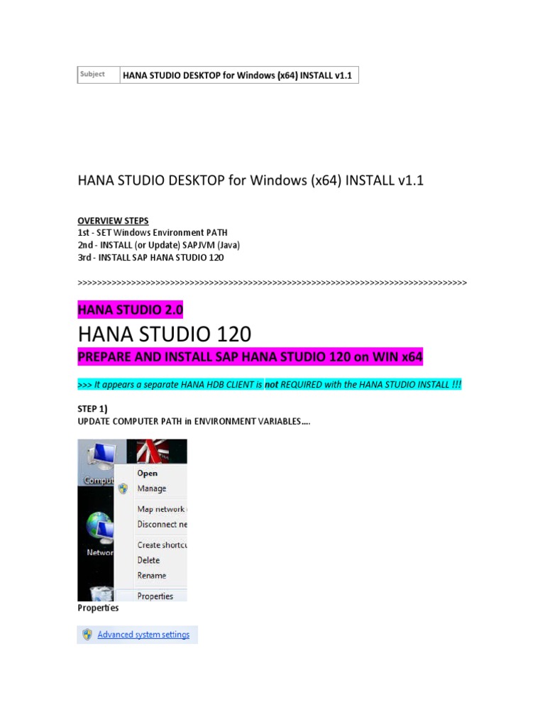 Install SAP HANA Studio on Windows 64-bit | PDF | Computers