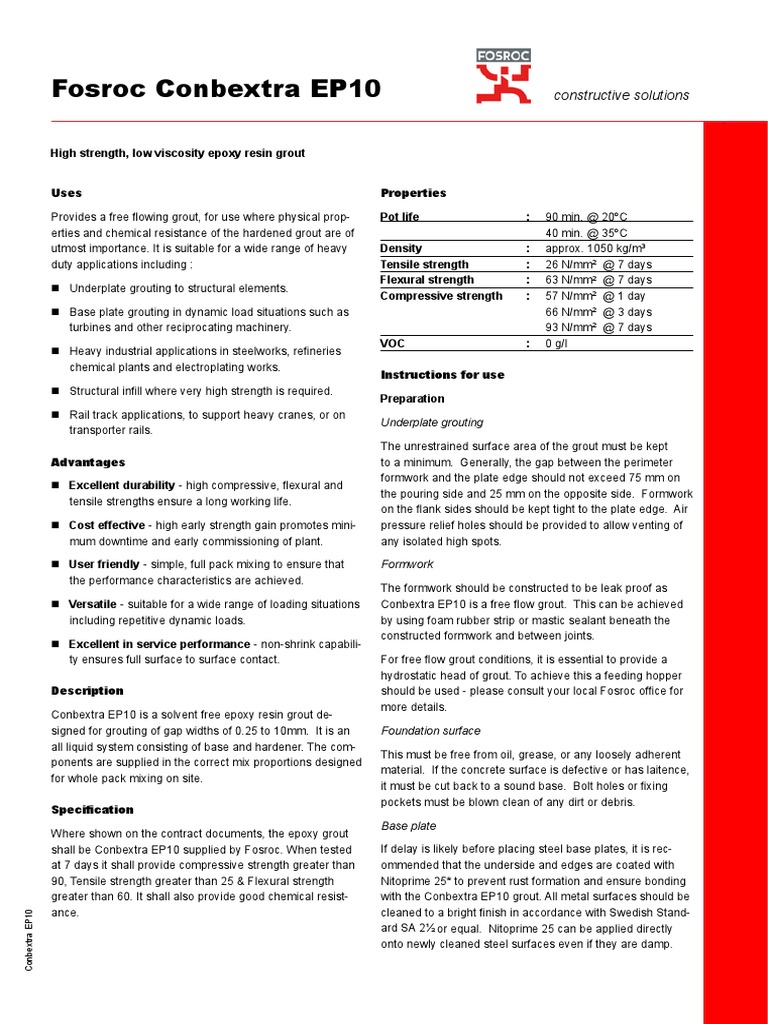 Fosroc Conbextra EP10: Constructive Solutions | PDF | Epoxy | United ...