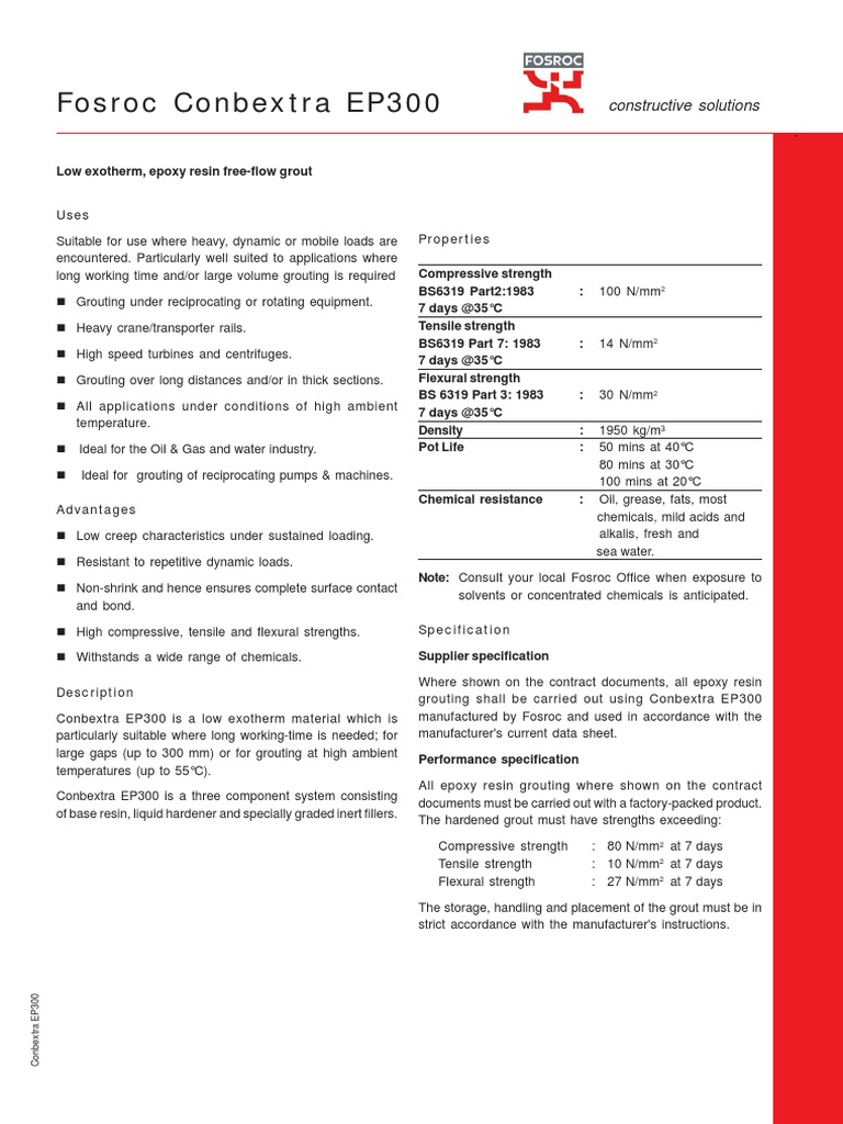 Fosroc Conbextra EP300: Constructive Solutions | PDF | Epoxy | Water