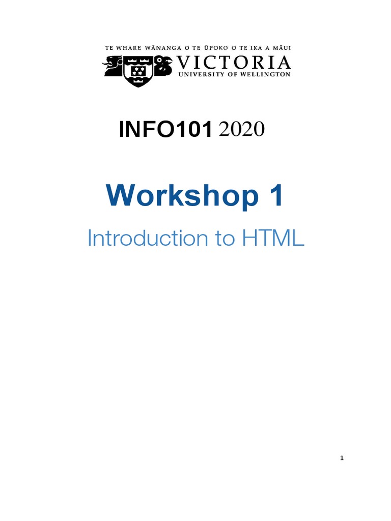Workshop 1 Guide - 2020 | PDF | Html Element | Hyperlink