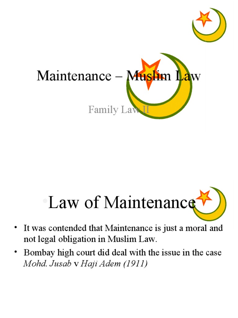 Maintenance - Muslim Law | PDF | Wife | Marriage