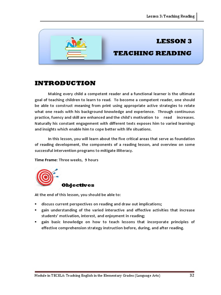 Lesson 3 Teaching Reading: Objectives | PDF | Phonics | Reading ...