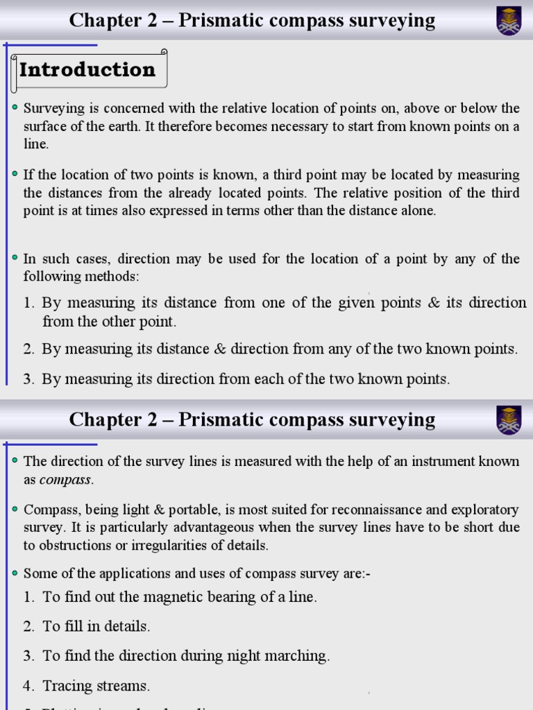 Chapter 2 - Prismatic Compass Surveying | PDF | Compass | Surveying