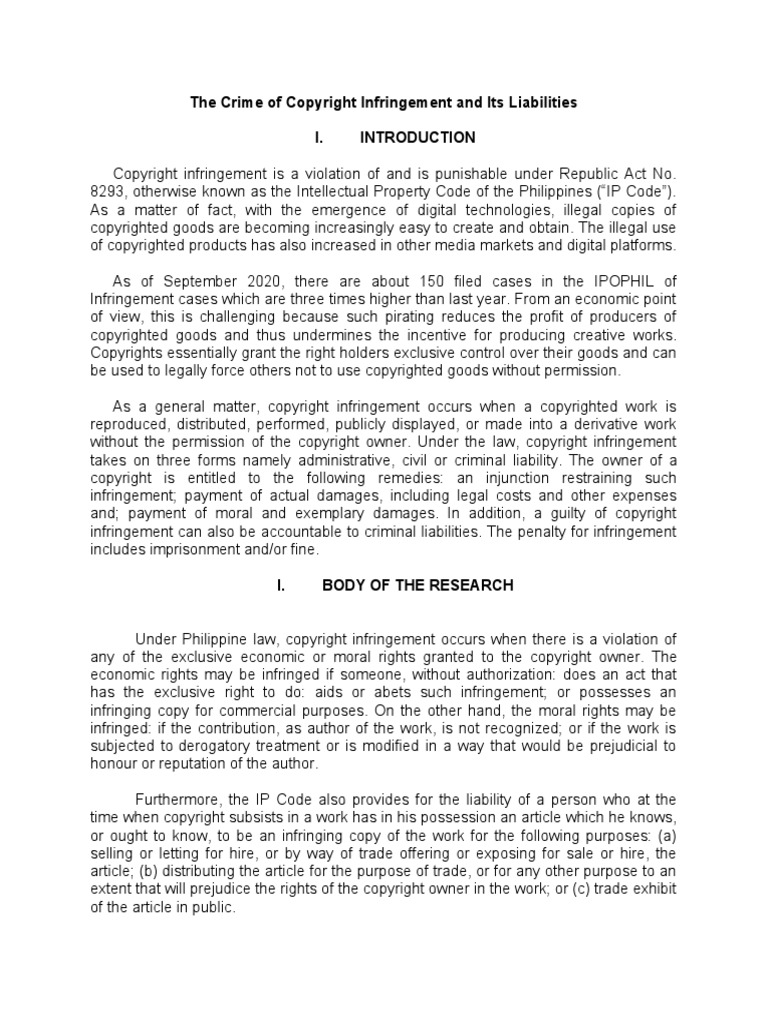 Copyright Infringement in the Philippines | PDF | Copyright ...
