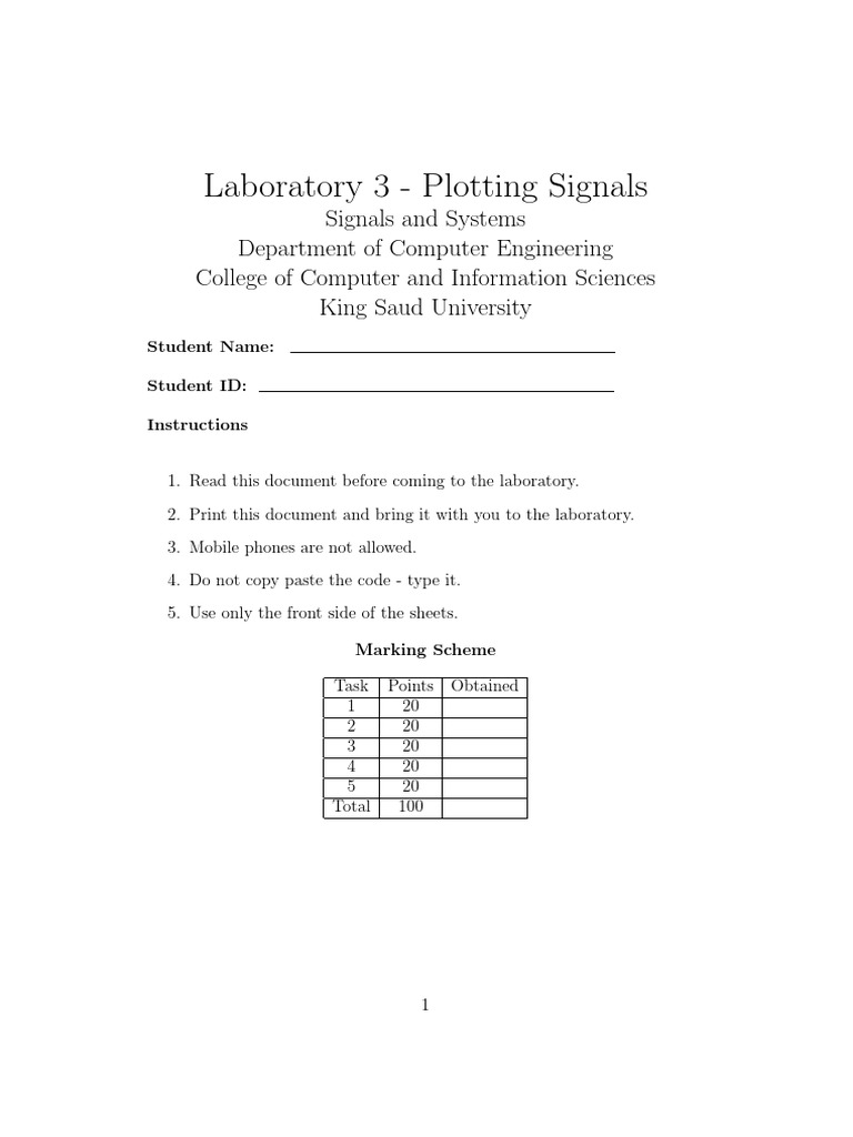 Laboratory 3 - Plotting Signals | PDF | Exponential Function | Discrete Time And Continuous Time