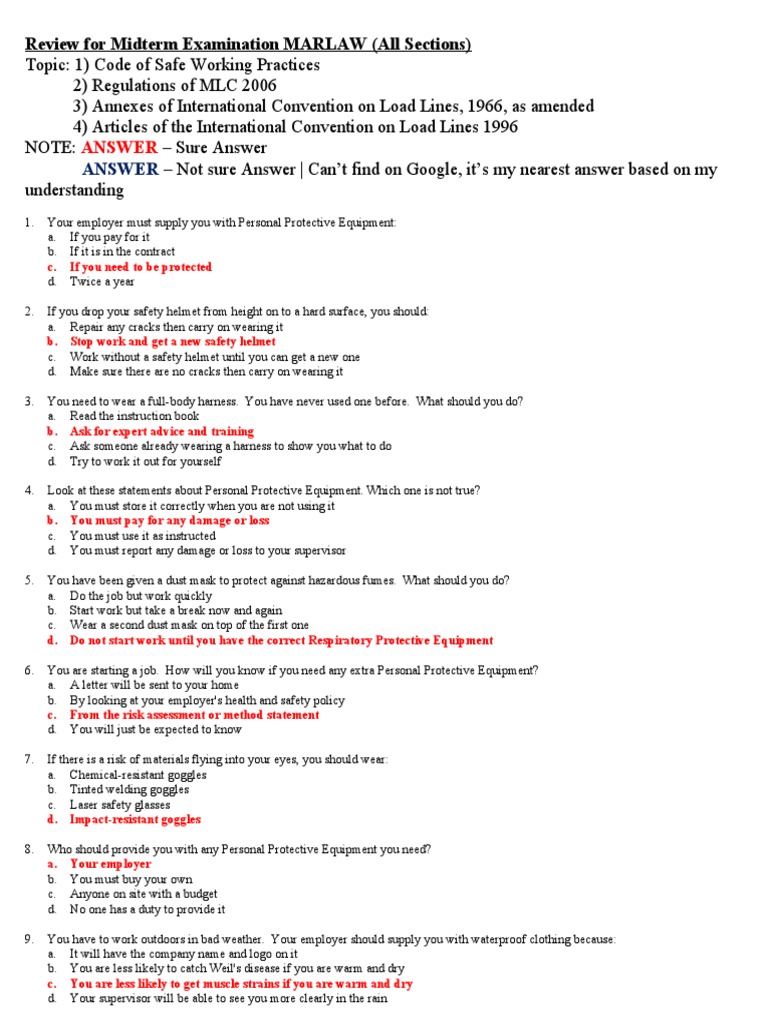 2 Updated Midterm Marlaw Reviewer | PDF | Personal Protective Equipment | Tonnage