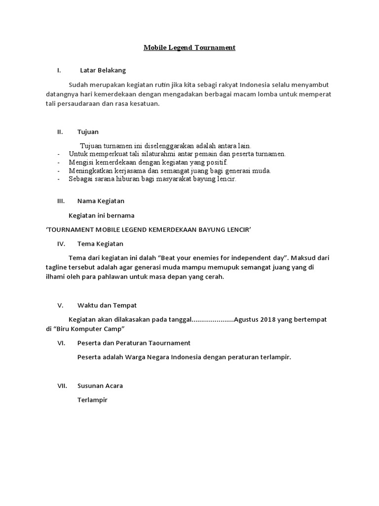 Aa Proposal Mobile Legend Tournament | PDF