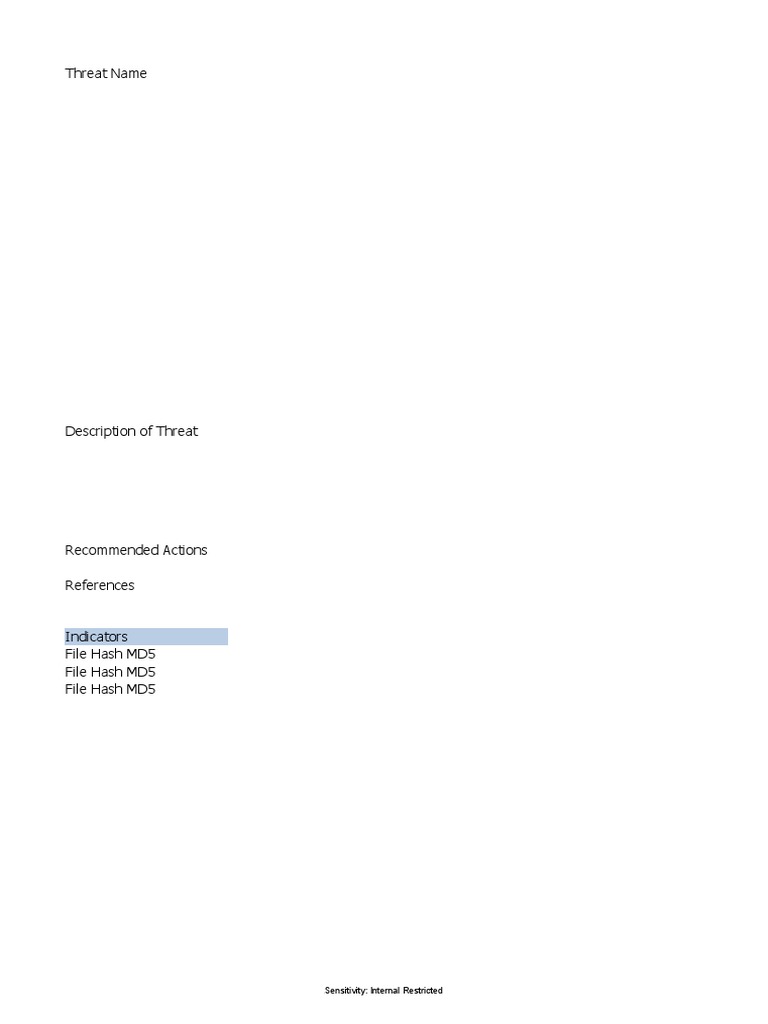Threat Name: Sensitivity: Internal Restricted | PDF | Business | Computers