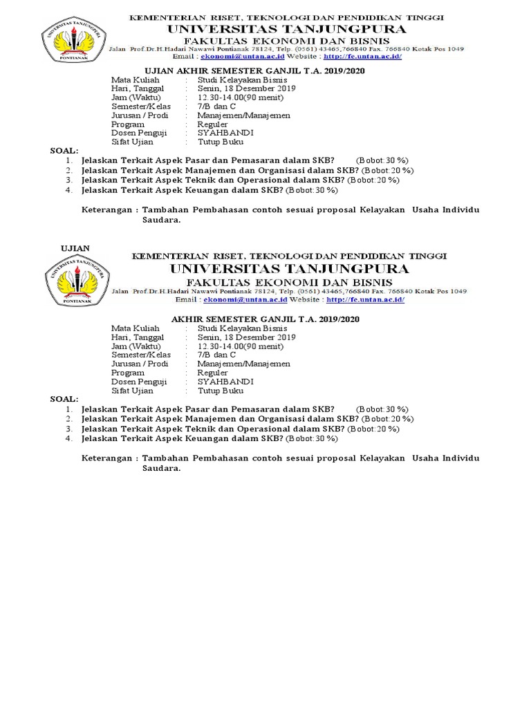 SOAL UAS SKB Semester GENAP 2018-2019 | PDF
