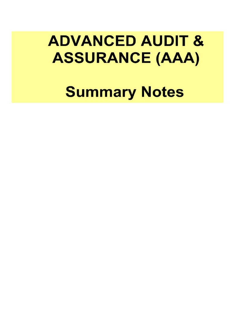 AAA Notes | PDF | Financial Audit | Money Laundering