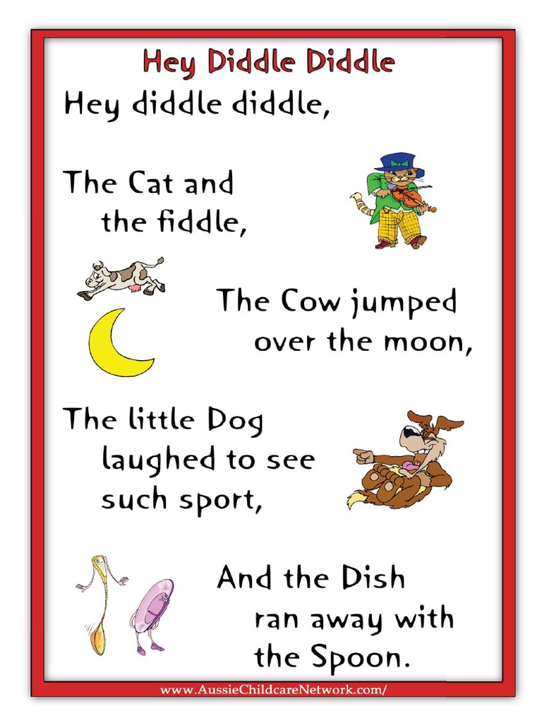 Hey Diddle Diddle Printable Nursery Rhymes | PDF