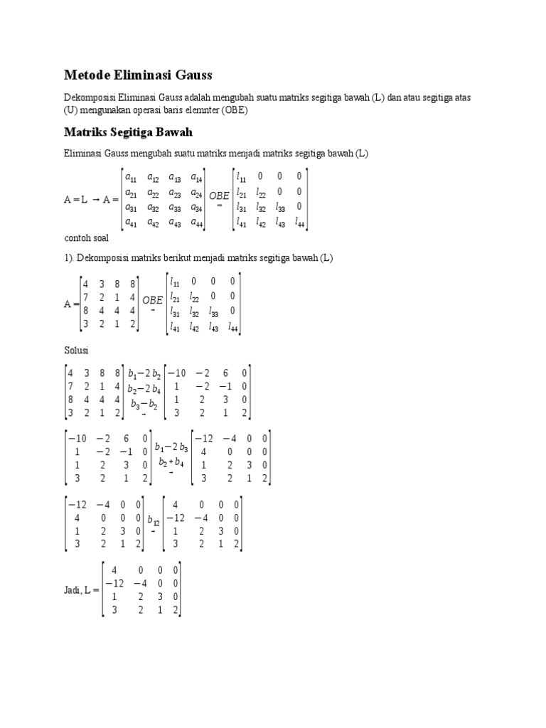 Metode Eliminasi Gauss | PDF