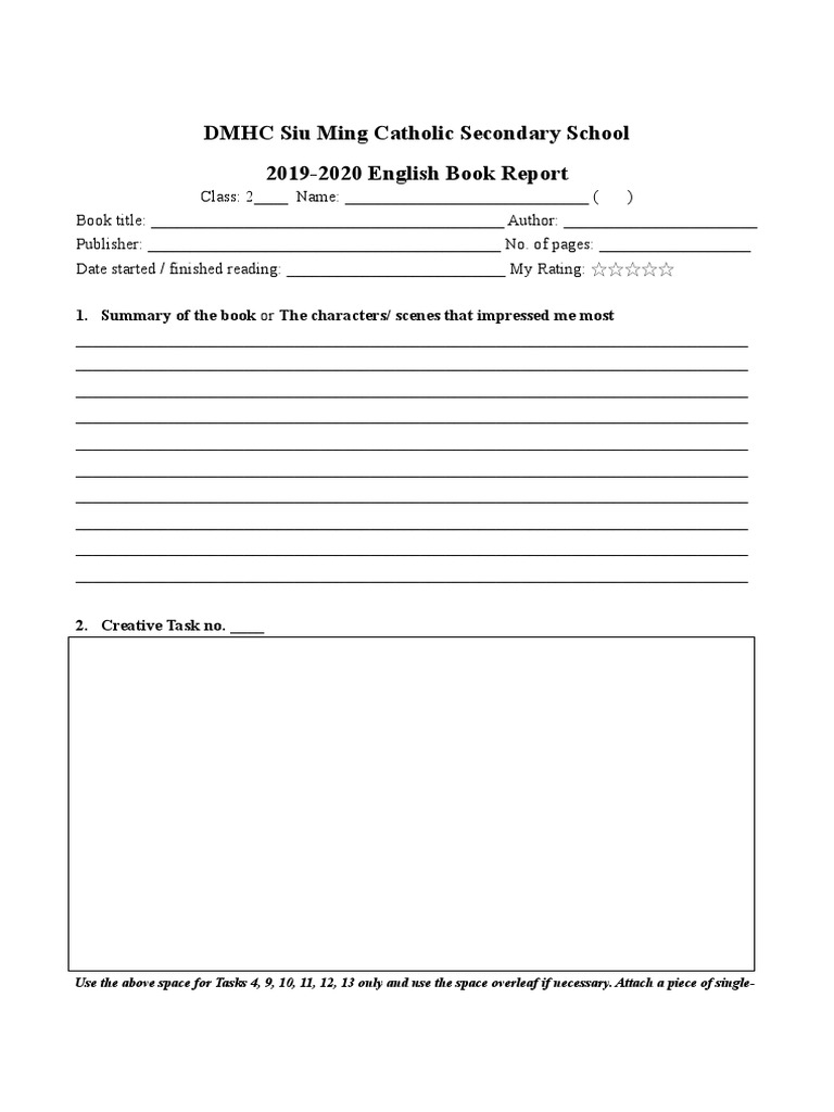 Middle School Book Report Template | PDF | Books