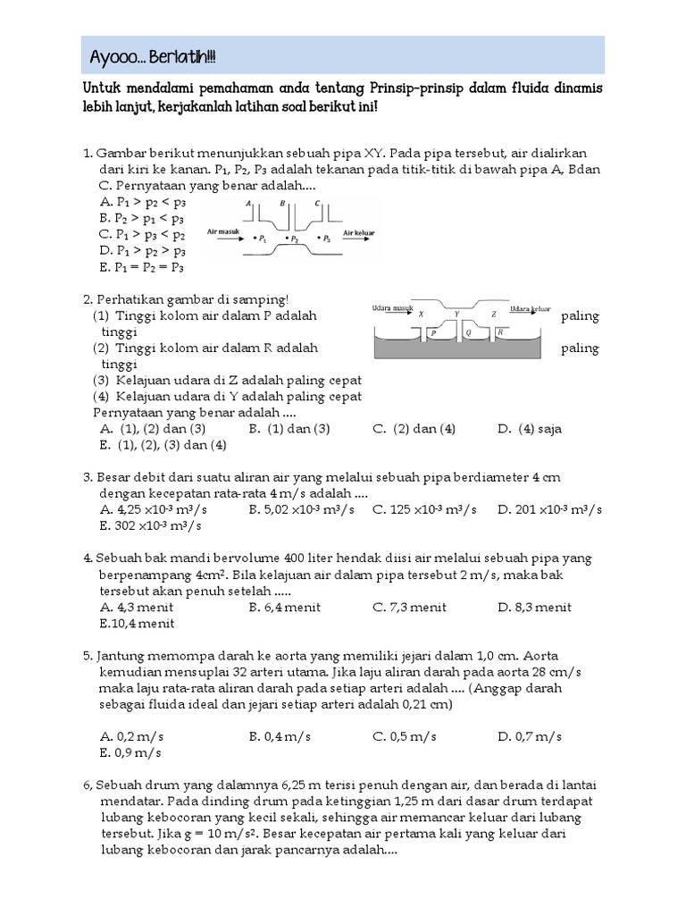 Latihan Soal Fluida Dinamis | PDF