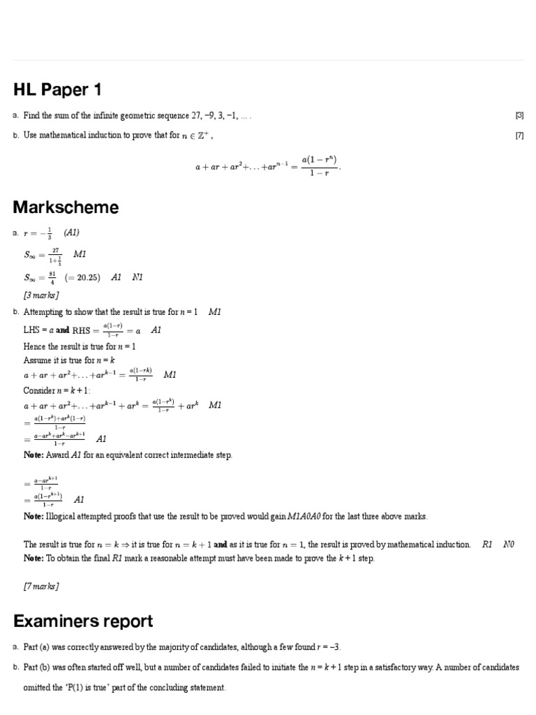 Markscheme HL Paper1 | PDF | Complex Number | Factorization