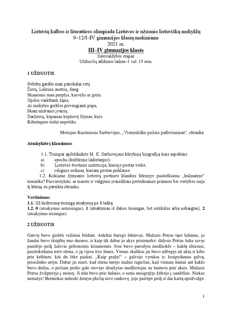Lithuanian Book Exercises | PDF