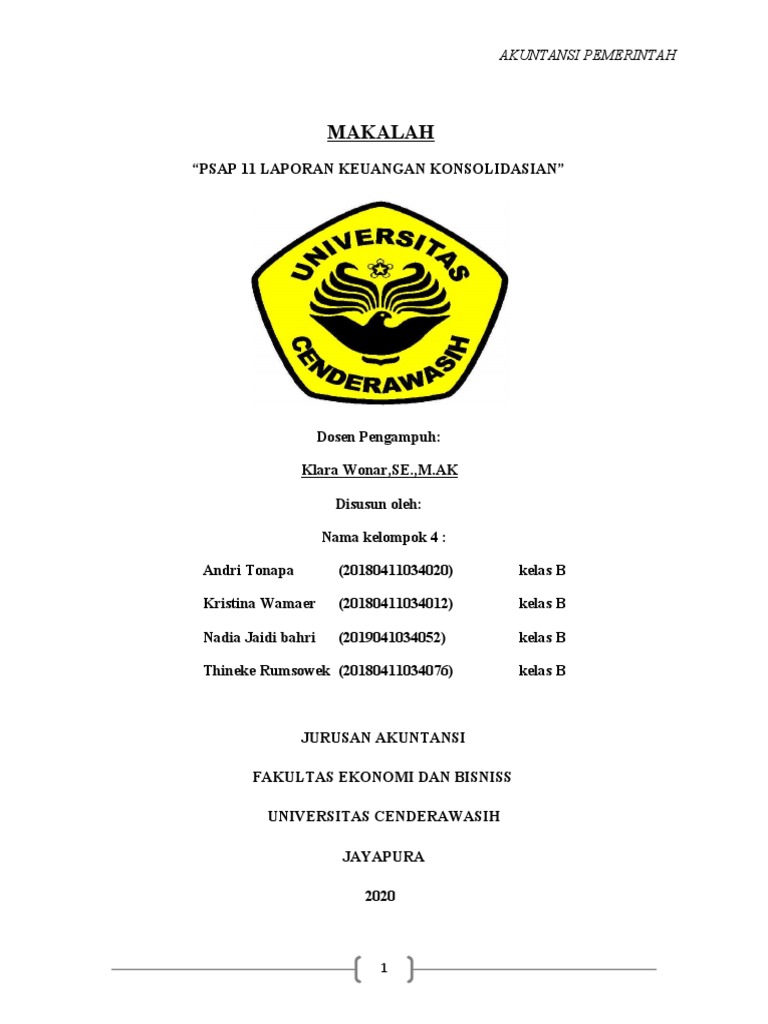 Makalah Psap 11 Laporan Keuangan Konsolidasian | PDF