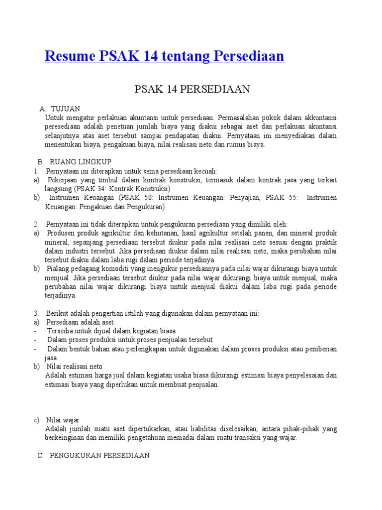 Resume PSAK 14 Tentang Persediaan | PDF