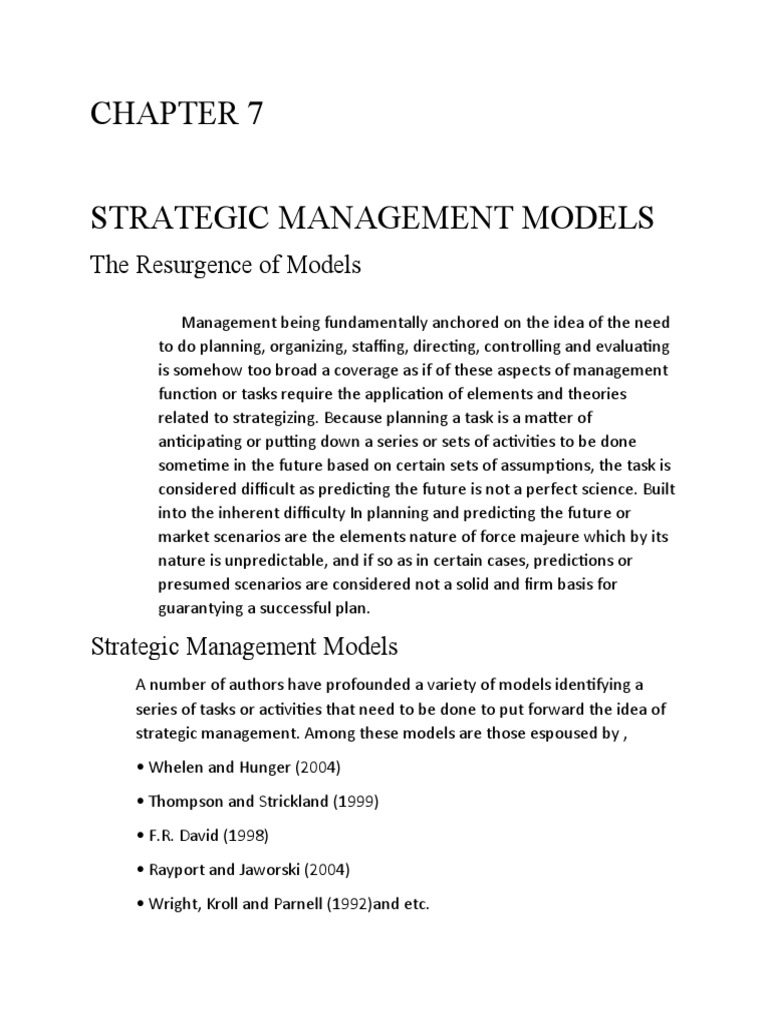 Strategic Management Models Overview | PDF | Career & Growth