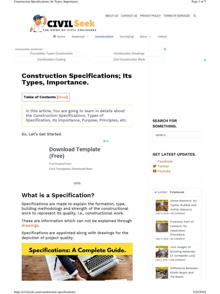 Types of Specs2 | PDF | Specification (Technical Standard) | Concrete